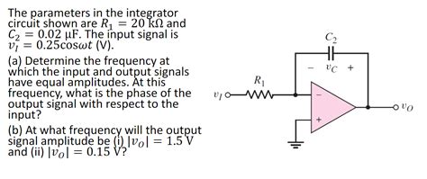 Solved The Parameters In The Integrator Circuit Shown Are