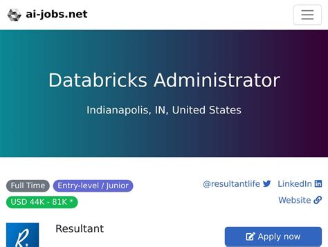 Hiring Databricks Administrator In Indianapolis In United States