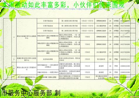 2017年活动预报告表25 公告 雅安社会服务网