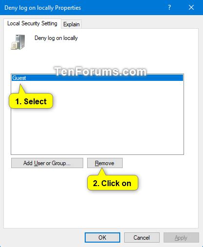 Deny Users And Groups To Sign In Locally To Windows 10 Tutorials