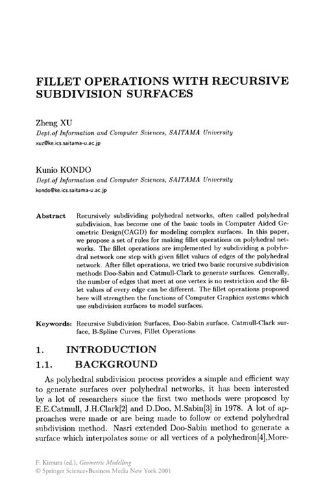 Pdf Fillet Operations With Recursive Subdivision Surfaces