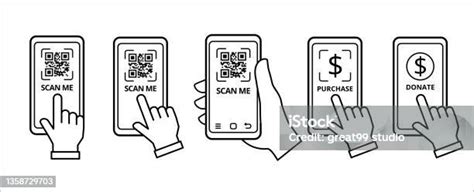 Qr 코드는 나에게 벡터 그림을 스캔합니다 휴대 전화는 나에게 빠른 응답 코드 아이콘을 스캔합니다 레이블 및 스티커 태그에 대한 링크 코드 스캐닝 벡터 스톡 일러스트레이션을