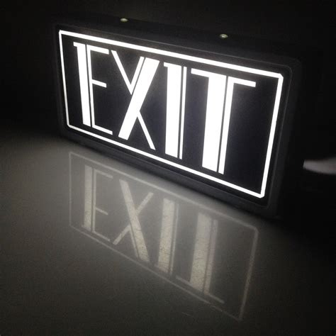 Exit Sign Illuminated Light Art Deco Vintage Style Black White W LED Etsy