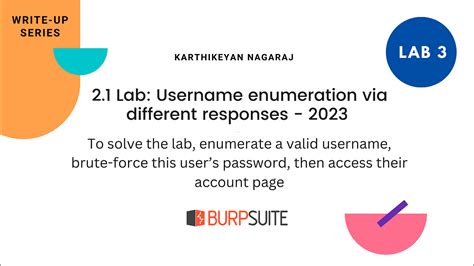 21 Lab Username Enumeration Via Different Responses — 3 2023 By Karthikeyan Nagaraj