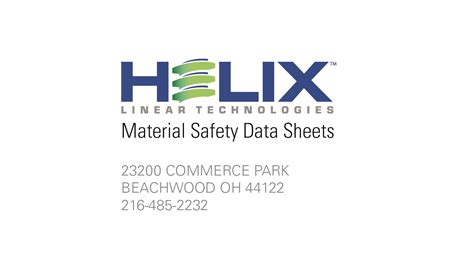 Helix Linear Technologies Material Safety Data Sheets