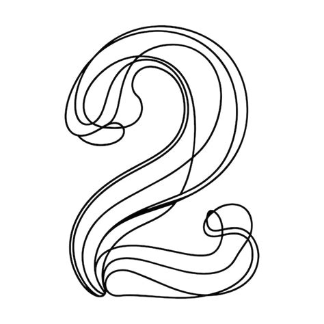 Premium Vector Two Numeric Character Continuous Line Art Drawing