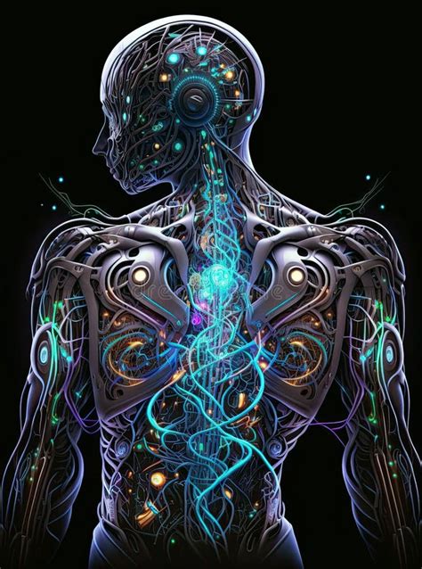 Anatomical Diagram Of The Humanoid Cyborg Body And Artificial