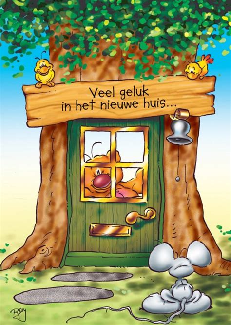 Doodles Nieuwe Woning Boom Illustratie Greetz