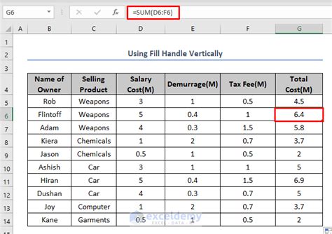 How To Use Fill Handle To Copy Formula In Excel 2 Examples