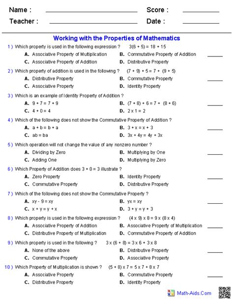 Associative Property Of Addition Worksheets Associative Prop