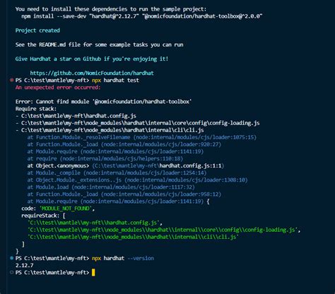 error npx hardhat test · issue 3717 · nomicfoundation hardhat · github