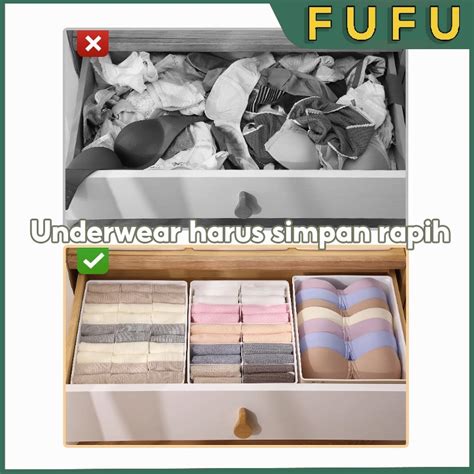 Jual FUFU Storage Box Storage Box Underwear Penyimpanan Underwear Storage Box Sekat Tempat