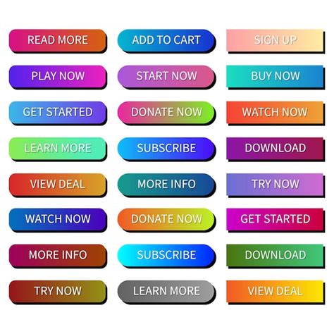 premium vector colored buttons with gradient for websites