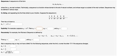 Solved Texts Sequences A Sequence Is Of The Form A1 A2 A3 A4 Where The As Are Real