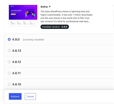 Features Wp Rollback