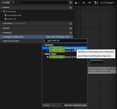 apply color conversion to the level viewport and play in editor with opencolorio in unreal