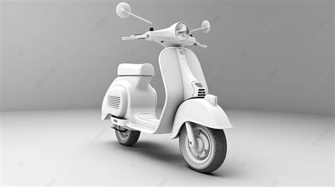 흰색 바탕에 빈티지 흰색 클래식 스쿠터나 전기 스쿠터를 3d 점토 스타일로 렌더링 모터 달린 자전거 모토 바이크 오토바이 배경 일러스트 및 사진 무료 다운로드