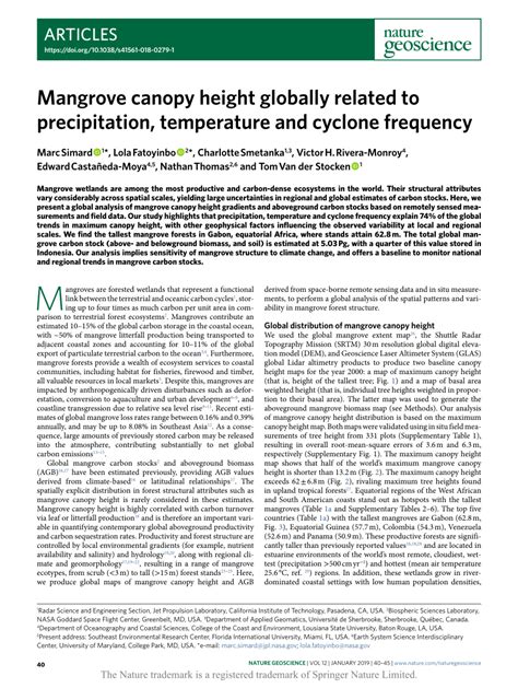 Mangrove Canopy Height Globally Related To Precipitation Temperature