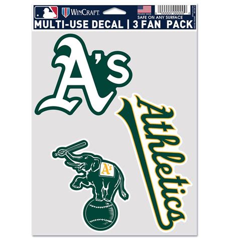 Oakland Athletics 3 Fan Pack Decals Auto License Plates Frames