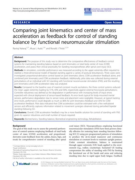 Pdf Comparing Joint Kinematics And Center Of Mass Acceleration As