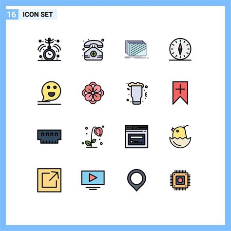 16 Universal Flat Color Filled Lines Set For Web And Mobile Applications Travel Direction Design