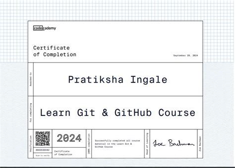 Pratiksha Ingale On Linkedin Git Github Certification Codeacademy