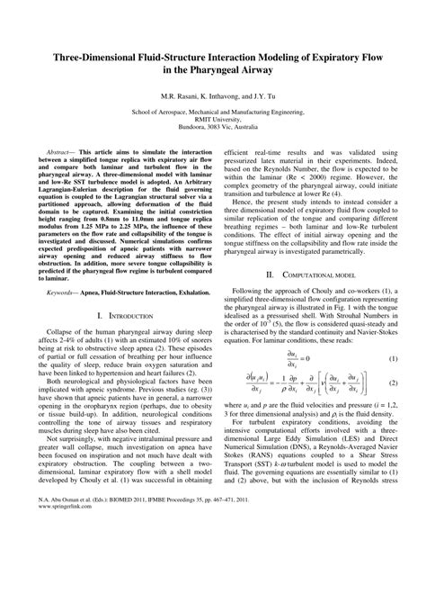 Pdf Three Dimensional Fluid Structure Interaction Modeling Of
