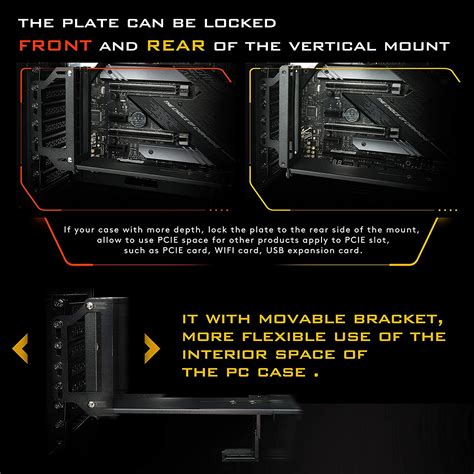 Ezdiy Fab Vertical Graphics Card Holder Bracket With Argb 5v 3pin Led Pcie3 0