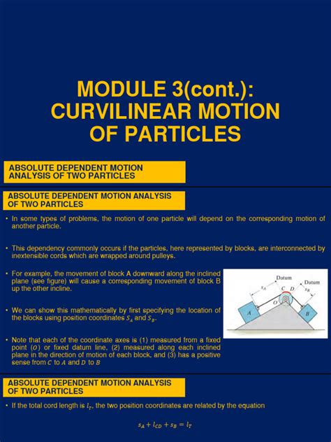 Lesson 2 Absolute Dependent Motion Analysis Of Two Particles Pdf Derivative Velocity
