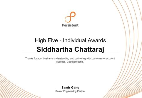 Siddhartha Chattaraj On Linkedin Thanks To Persistent Systems For