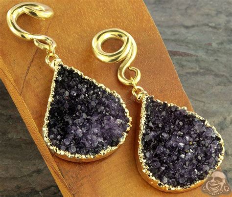 Solid Brass And Electroplated Amethyst Druzy Weights Amethyst Solid
