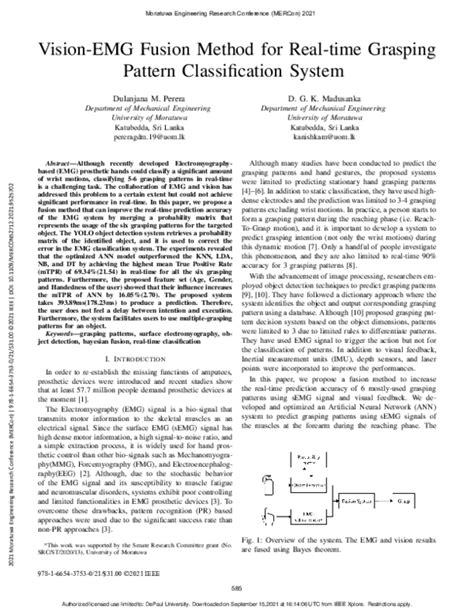Pdf Vision Emg Fusion Method For Real Time Grasping Pattern Classification System