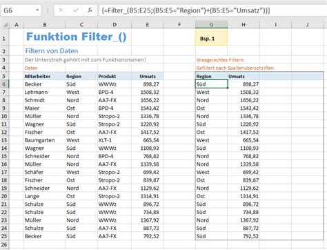 EXCEL Funktion FILTER für Excel 2007 bis 2019