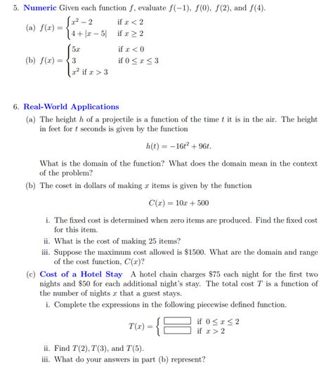 solved 5 numeric given each function f evaluate