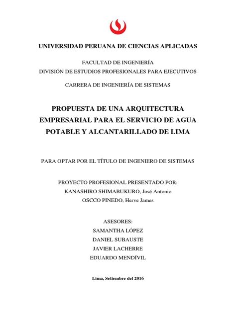 Tesis Ae De Servicio De Agua Pdf Scrum Desarrollo De Software Business