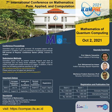 7th International Conference On Mathematics Pure Applied And Computation Icompac Departemen