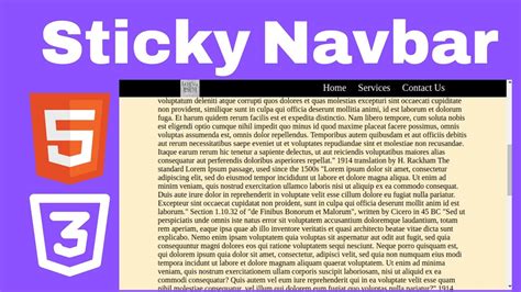 how to create a sticky navbar using html and css html css frontend coding youtube
