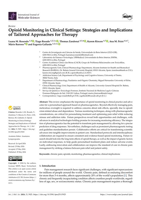 Pdf Opioid Monitoring In Clinical Settings Strategies And Implications Of Tailored Approaches