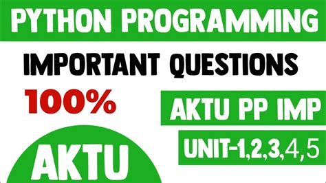 Python Programming Important Question Aktu PP Imp Aktu YouTube
