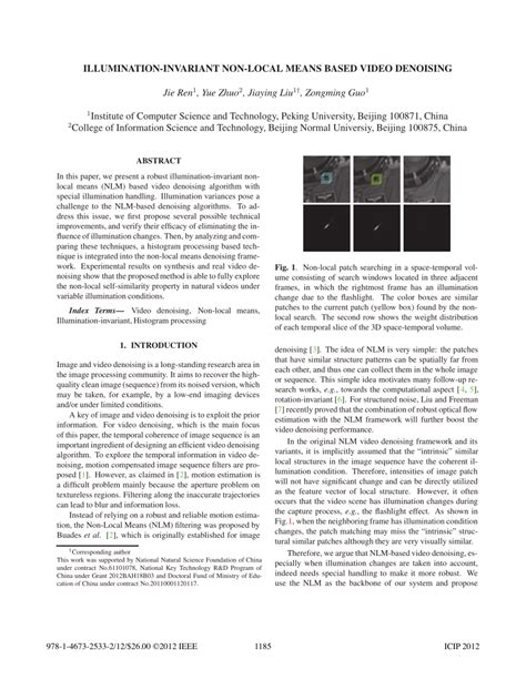 Pdf Illumination Invariant Non Local Means Based Video Denoising