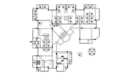 Office Building Furniture Layout Plan Autocad Drawing Building