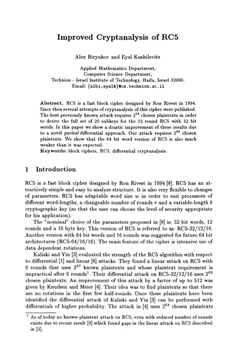 Improved Cryptanalysis Of Rc5 Docslib
