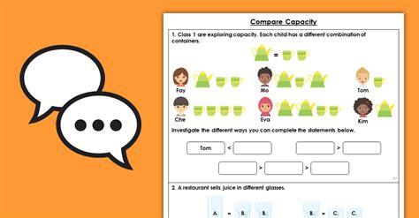 Weight And Volume Year 1 Compare Capacity Discussion Problems