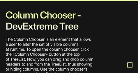 Column Chooser Devextreme Tree List Codesandbox