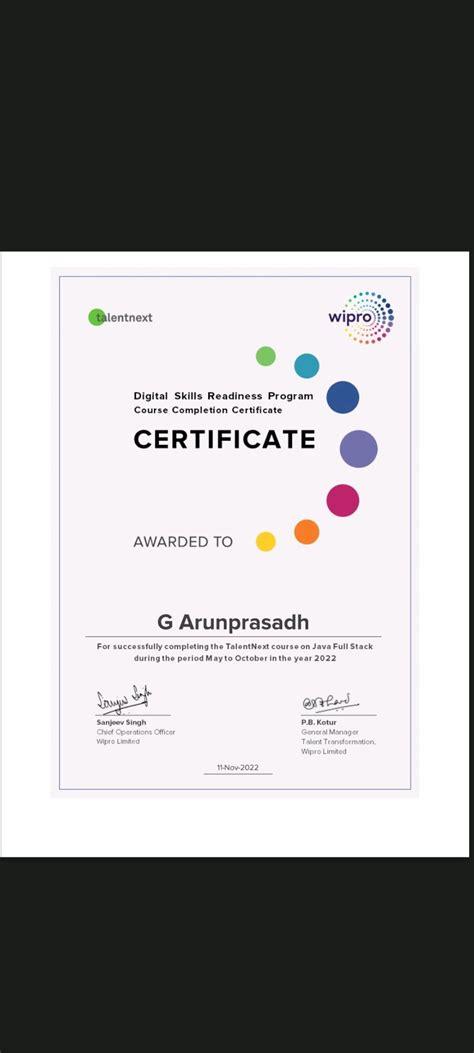 Wipro Talentnextcourse Javafullstack Arunprasadh G