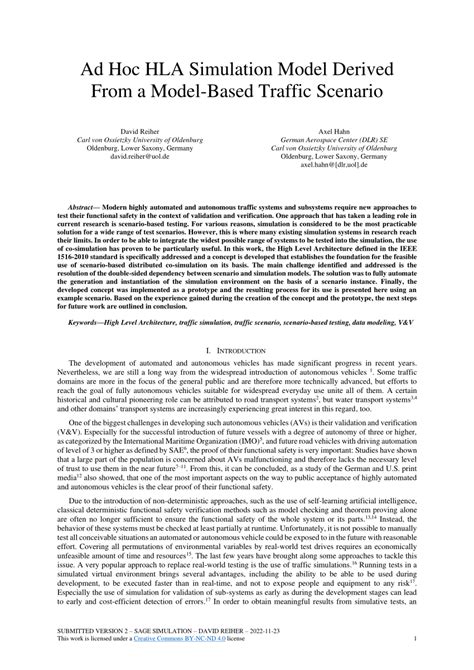 Pdf Ad Hoc Hla Simulation Model Derived From A Model Based Traffic