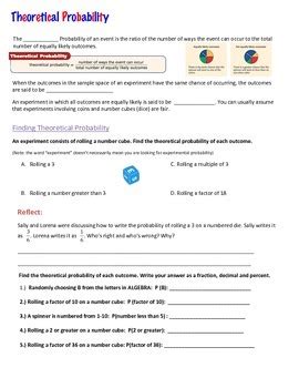 Theoretical Probability Guided Notes Practice And Application By Math Maker