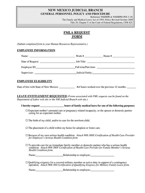 Fmla Request Form Template