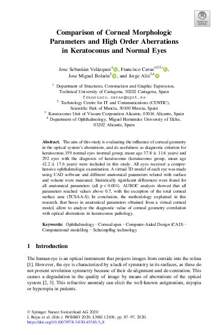 Pdf Comparison Of Corneal Morphologic Parameters And High Order
