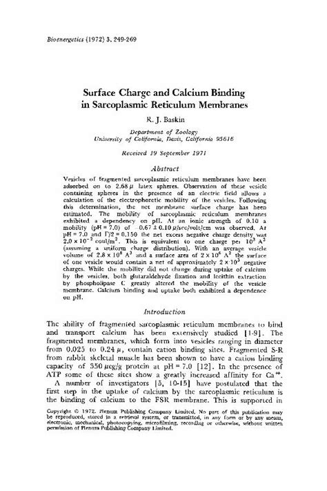Pdf Surface Charge And Calcium Binding In Sarcoplasmic Reticulum Membranes Dokumentips